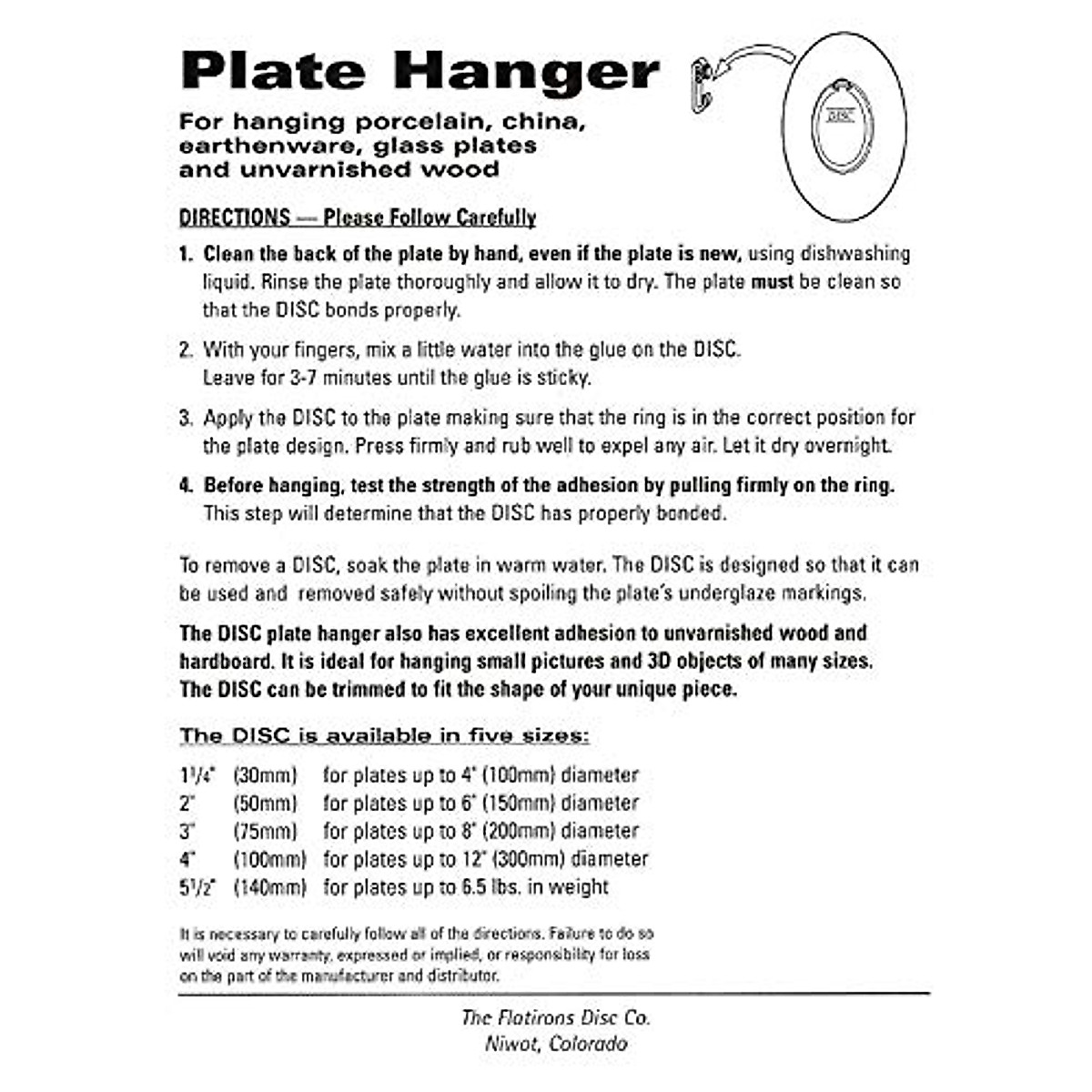 Flatirons Disc Adhesive Plate Hangers, 2 Inch, 8 Pack