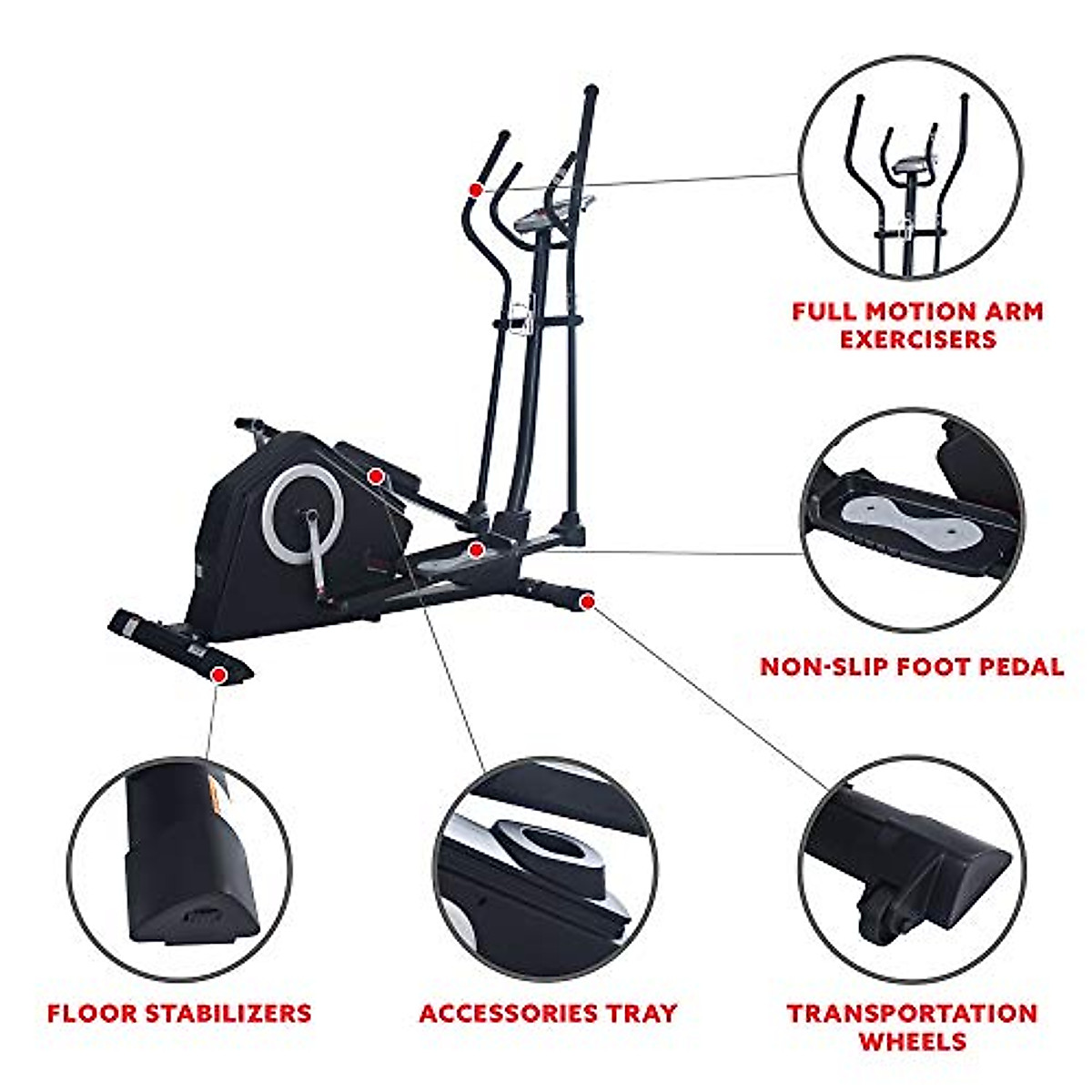 Sunny Health & Fitness Programmable Cardio Elliptical Trainer - SF-E3890, Black