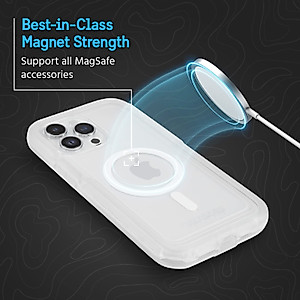 Pelican Voyager Series - iPhone 14 Pro Max Case 6.7" [Compatible with MagSafe] [Anti-Yellow] Magnetic Charging Phone Case With Belt Clip Holster Kickstand [18ft Military Grade Drop Protection] - Clear