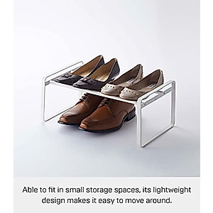 Yamazaki Home Adjustable Shoe Rack-Spacesaving Storage Solution, One Size, White