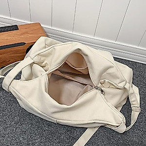 Aktudy Unisex Canvas Crossbody Bag Wide Adjustable Strap Casual Messenger Bag Versatile Solid Shoulder Bag Large Capacity Foldable Fashion Sling Bag