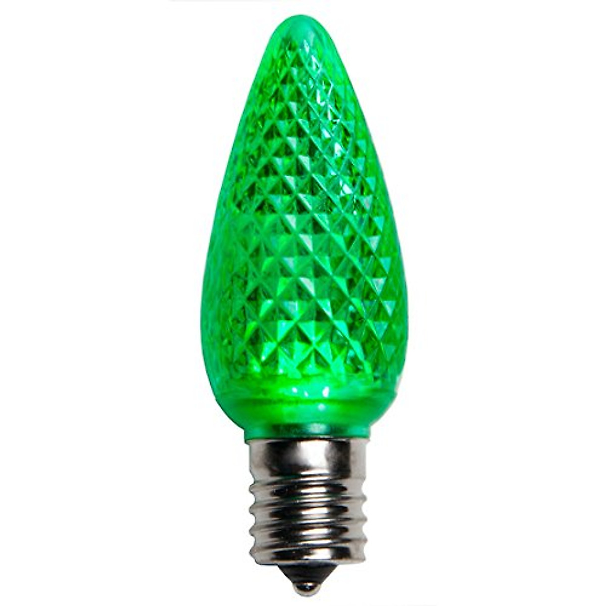 25 Pack Green C9 LED Replacement Bulbs Faceted Green LED Christmas Light Bulb 2 SMD LEDs in Each Bulb Fits E17 Socket Commercial Grade Indoor and Outdoor Use