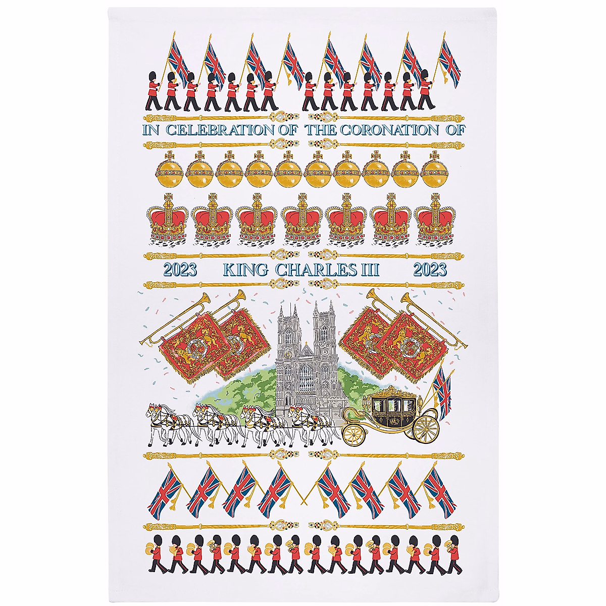 Ulster Weavers Tea Towel Cotton, Durable & Machine Washable, Eco-Friendly Design, Ideal Size, King Charles Coronation, Red