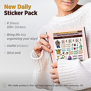 Oriday New Daily Happy Planner Sticker Pack- 500+ Cute Agenda Sticker Sets for Journaling, Decorating, Budget Planner, School Supply, Calendar Stickers for Adults Planner, Female Empowerment