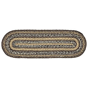 VHC Brands Espresso Stair Tread, Jute Blend, Oval, Brown Black Tan White, 8.5 x 27 inches