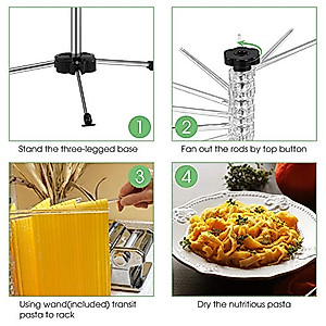 Pasta Drying Rack, Folding Spaghetti Dryer Stand Collapsible Noodle Hanging Holder with 16 Bar for Home Household Kitchen Homemade Noodles