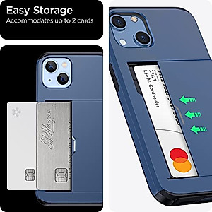 harusaki 𝟐𝟎𝟐𝟑 𝗡𝗘𝗪 for iPhone 14 Case with Card Holder, Wireless Charging Compatible iPhone 14 Wallet Case, Slim Shockproof iPhone 14 Case Wallet (Blue)