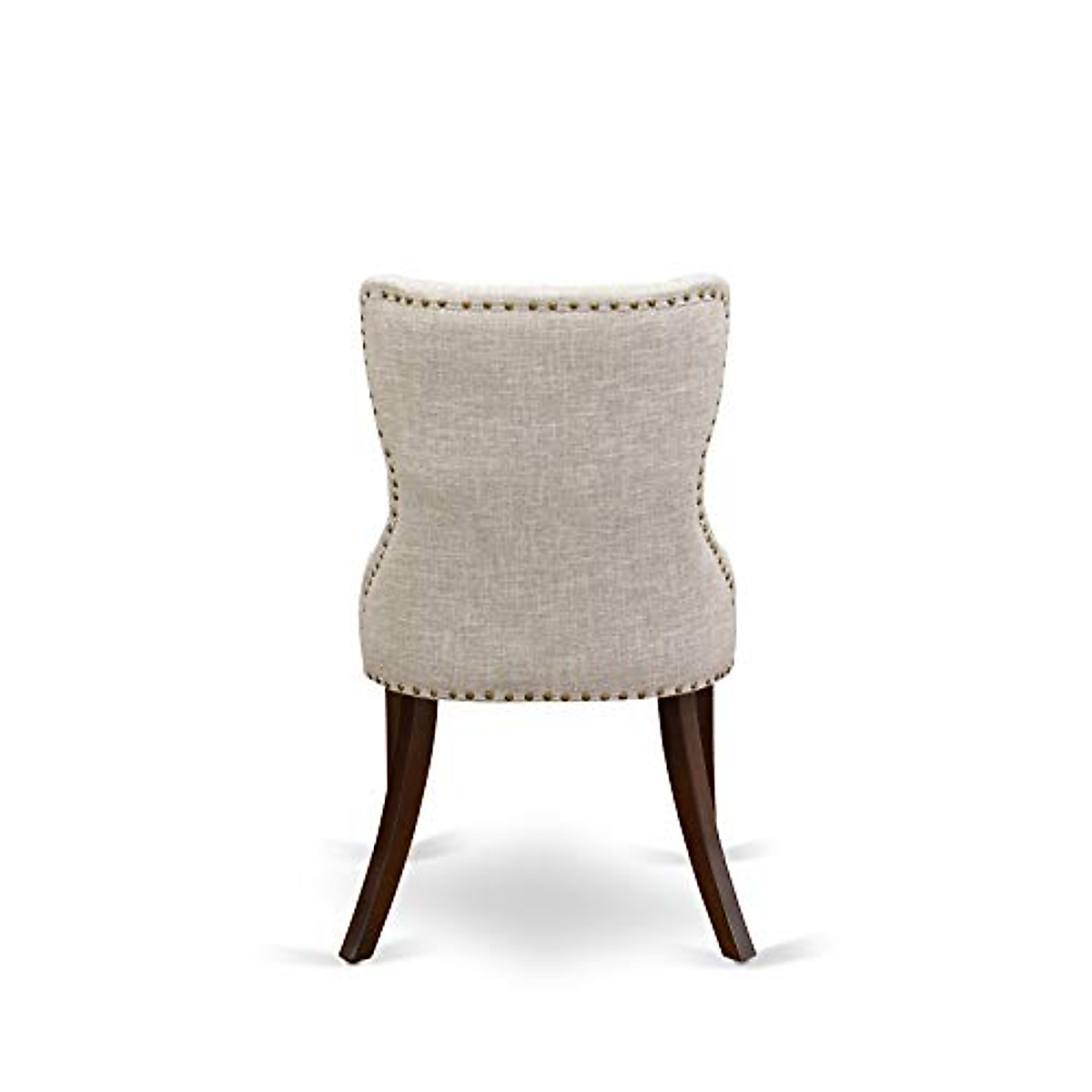 East West Furniture ESSI3-MAH-35 3 Piece Modern Dining Table Set Contains a Round Wooden Table with Pedestal and 2 Doeskin Linen Fabric Upholstered Chairs, 30x30 Inch, Mahogany