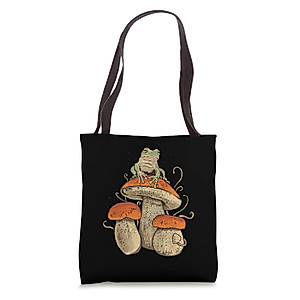 Cottagecore Aesthetic Frog Mushroom Tote Bag