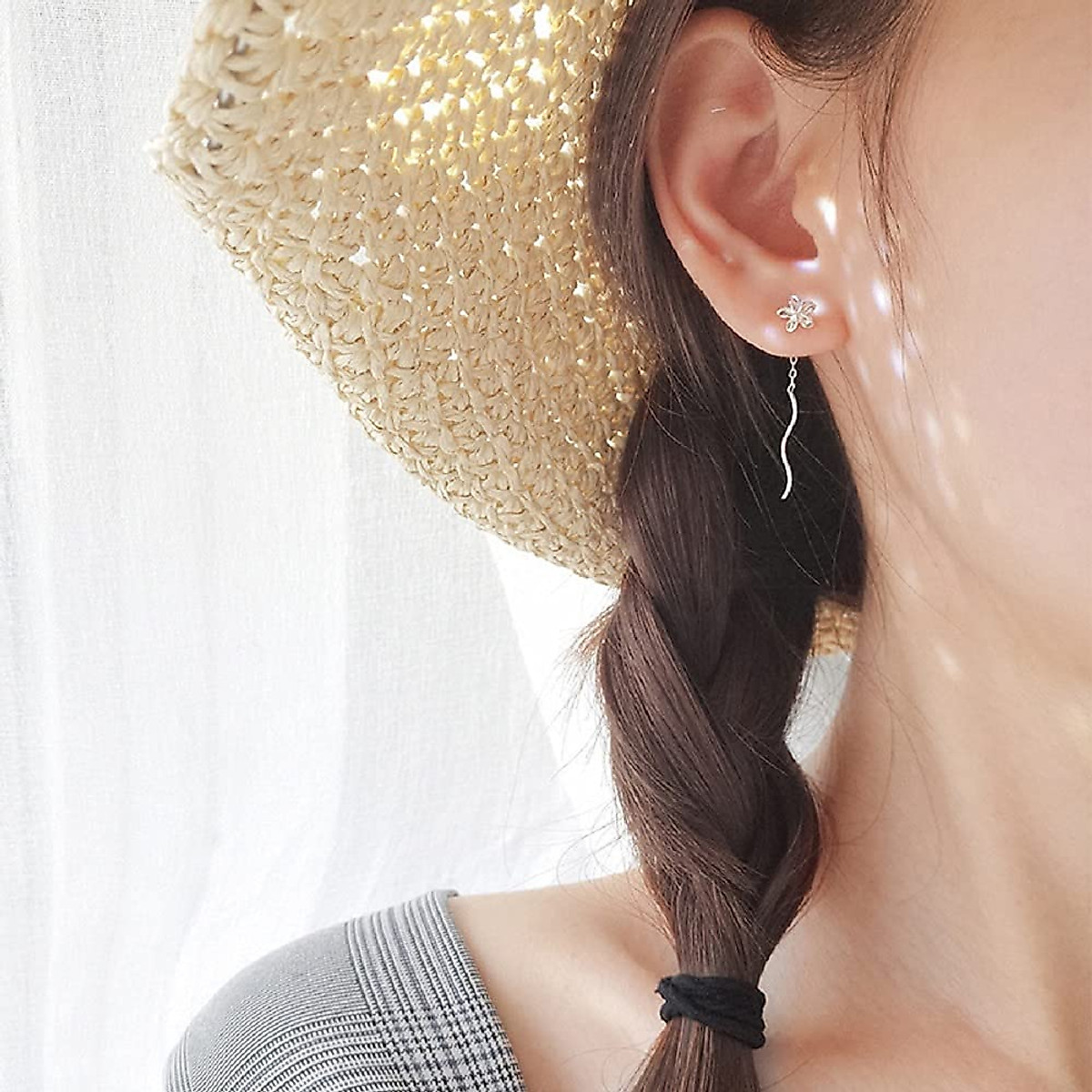 Wavy Long Link Plumeria Flowers Tassel Earrings for Women Teen Girls Elegant Earrings Party Gift