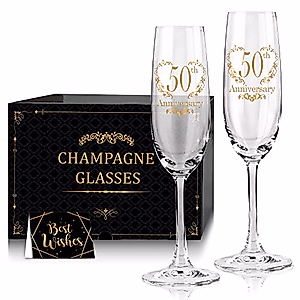 Tom Boy 50th Anniversary Champagne Flutes, Couple Gifts for Anniversary, Wedding Anniversary Champagne Flutes Glasses Set of 2, Married Couples gifts, Anniversary 50th Gifts for Parents