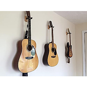 Top Stage JX15NA-Q2 Guitar Wall Mount Hanger 2-Pack, Guitar Hanger Wall Hook Holder Stand for Bass Electric Acoustic Guitar Ukulele, Natural (Pack of 2)