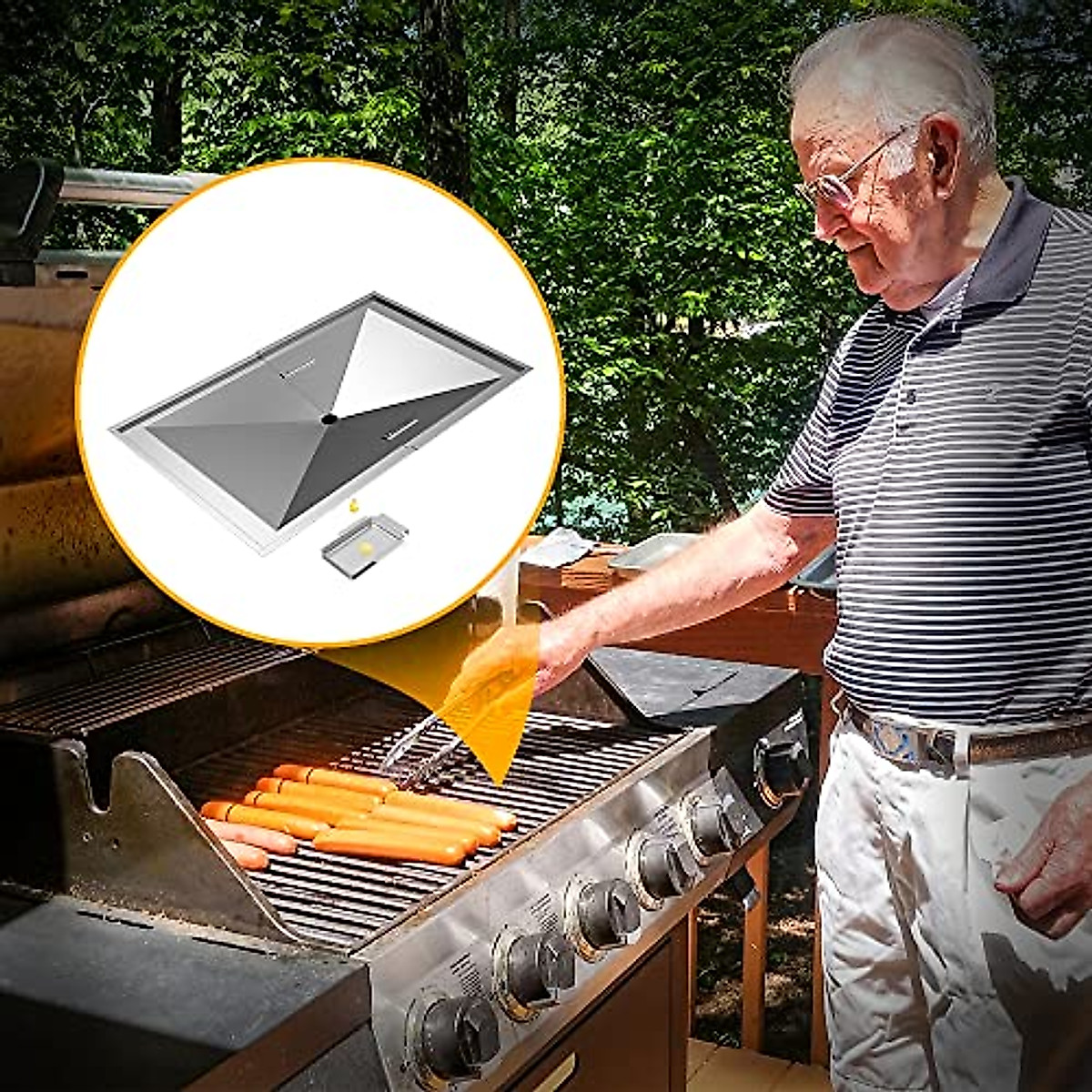 AJinTeby Grill Drip Pans Adjustable Grease Tray Set Fit for Nexgrill, DynaGlo, Uniflame, BHG, Backyard, Kenmore and Other Grills -Professional Parts (26")