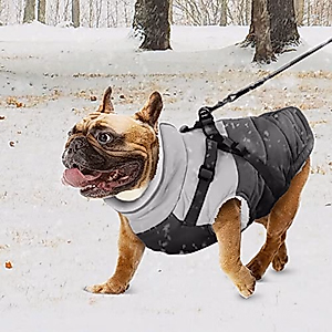 NASKEE Warm Dog Winter Coat Cozy Waterproof Windproof Dog Outdoor Jacket, Adjustable Pet Vest with Harness & D Rings, Thick Polar Fleece Lining, for Small & Medium Dogs