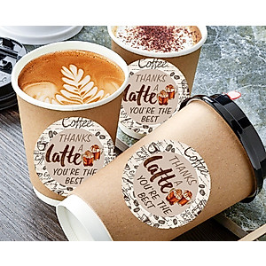 Thanks A Latte Christmas Coffee Themed Thank You Labels 2 Inch You are The Best Coffe Theme Customer Appreciation Stickers for Small Businesses Envelope Seals,Goodie Bags 500 Pcs Per Roll