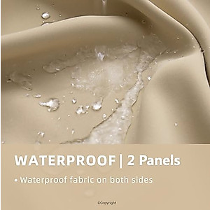 DIVA EN CAMINO DEC Waterproof Outdoor Curtain W105 x L95 - Grommet Top Sunlight Blocking Window Treatment Drapes Blackout Curtains for Home Bedroom Living Room Pergola Cabana Gazebo (Beige)