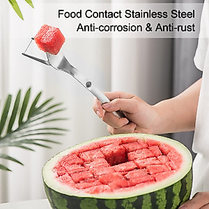 Choxila 2Pcs Watermelon Fork, Watermelon Slicer Cutter, 2-in-1 Fork Stainless Steel Fruit Cutting Artifact for Family Parties Camping