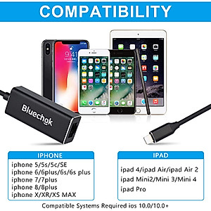 Lightnning to Ethernet RJ45 Adapter for iPhone/iPad [Apple MFi Certified], Plug and Play iPhone High Speed Ethernet Adapter Support 10/100 Mbps Network (Black)