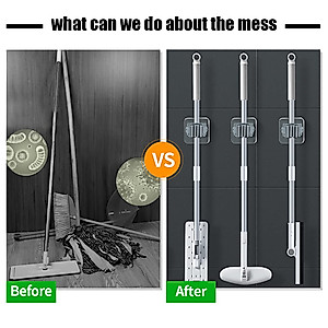 3-H Mop Hanger 24 Pack,Broom Holder Wall Mount Self Adhesive，Broom Hanger Wall Mount for Hanging and Storaging Organizing Laundry Room Bathroom Closet Kitchen (Grey)