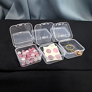 VANZBON 30 Packs Clear Small Plastic Containers Transparent Storage Box With Hinged Lid For Items Crafts Jewelry Package Clear Cases (15pcs 1.7x1.7x0.79inch)