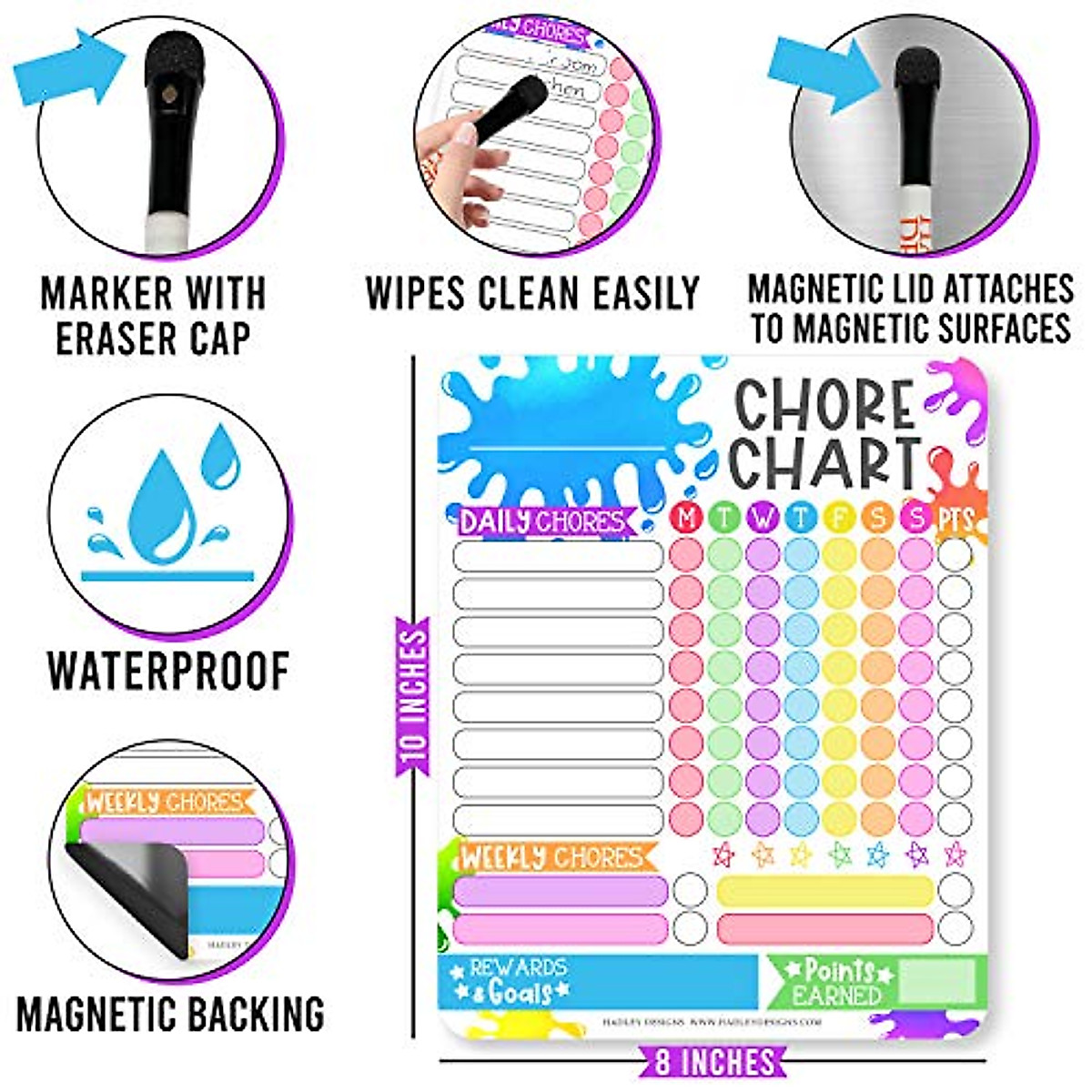 Slime Kids Chore Chart Magnetic, Reward Chart for Kids, Good Behavior Chart for Kids at Home, My Responsibility Chart for Kids, Magnetic Reward Chart for kids Behavior, Color Chore Chart for One Child