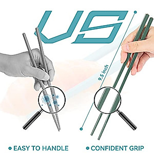 Chopsticks,LIANGKEN 5 Pairs Dishwasher Safe Fiberglass Chopsticks Set,9.5 Inch Reusable Japanese Chinese Chopsticks , Non-Slip, Easy to Use (colorful ) (9.5 inch, color)
