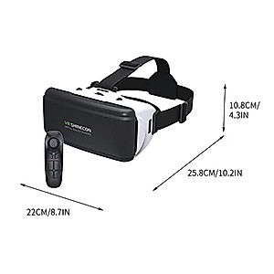 Nsxcdh VR Glasses, Virtual Reality Goggles Headsets 3D VR Headset with Remote Control Handle, for Movies & Games Bluetooth Compatible with 4.7-6.5'' Mobile Phone(Black)