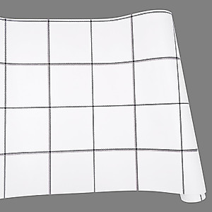 SimpleLife4U Black Striped Furniture Paper Peel & Stick White Grid Shelf Drawer Liner Cover Furnitures 17.8 Inch by 9.8 Feet