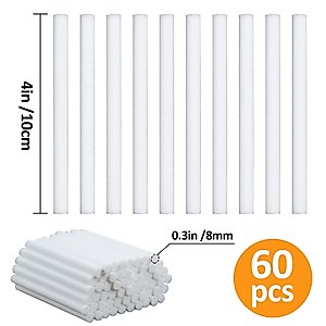 60PCS Humidifier Stick Filter Refill - Mini Humidifier Filter Sticks Air Diffuser Pure Wicks Refill Cotton Filter Sticks Replacement Wicks for Small Portable Humidifier Diffuser in Office Bedroom Home