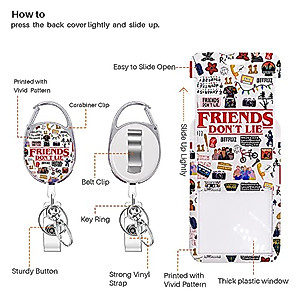 Id Badge Holder with Lanyard Retractable Badge Reel Funny TV Show Merchandise Fans Merch Gifts Stuff Lanyards for Id Badges Vertical Id Protector Badge Clip for Friends Nurse Doctor Teacher Birthday