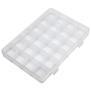 MroMax Fixed 24 Grids Clear Plastic Organizer Box Container Craft Storage, PP Organizer Box for Beads Organizer Art DIY Crafts Jewelry Fishing Tackles