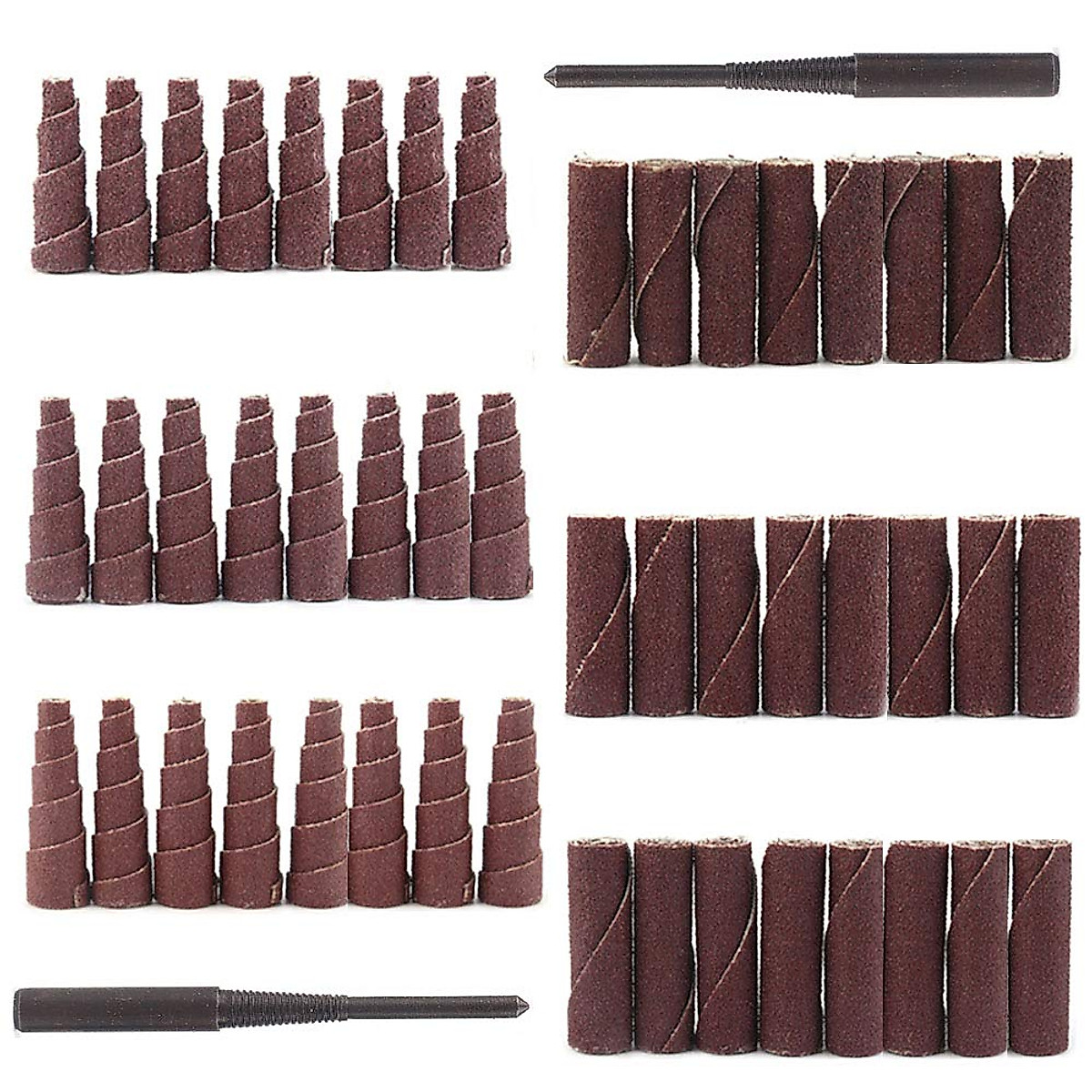 NuoDunco 2 Inch Cartridge Rolls Engine Porting Tool for Die Grinder 48 Pcs (80/100/120/240 Grit) 2-Type Cylinder Head Sanding Cone with 2 Pcs 1/4" Stem Mounting Mandrels