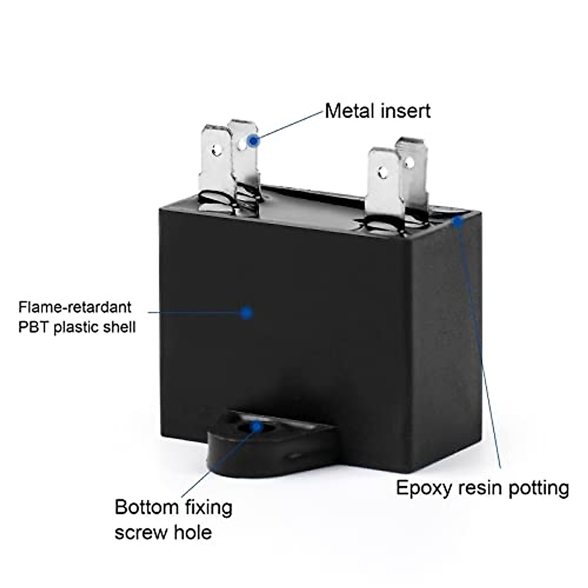 NHOSS 2Pcs CBB61 Air Conditioner External Fan Start Capacitor Motor Run Capacitor 450V 1UF 1.2UF 1.5UF 2UF 2.5UF 3UF 3.5UF 4UF 4.5UF (Size : 1.5UF)