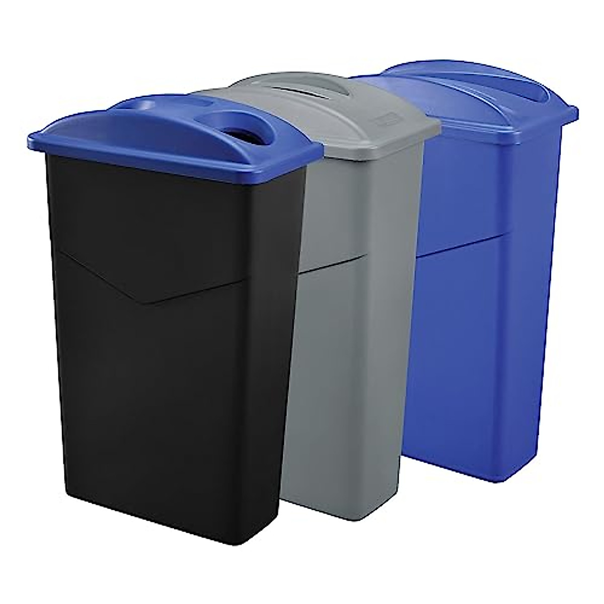 Global Industrial Triple Recycling Trash Container System, 23 Gallon Each