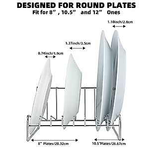 Joy Aid Plate Organizer for Cabinet, Dinner Plate Holder, Cutting Board and Lid Organizer, 8 Slots, 304 Stainless Steel