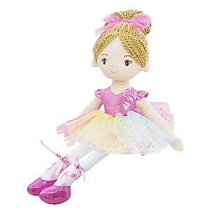 June Garden 16" Ballerina Princess Polina - Stuffed Plush Soft Doll - Pink Outfit - Gift for Toddler Girls