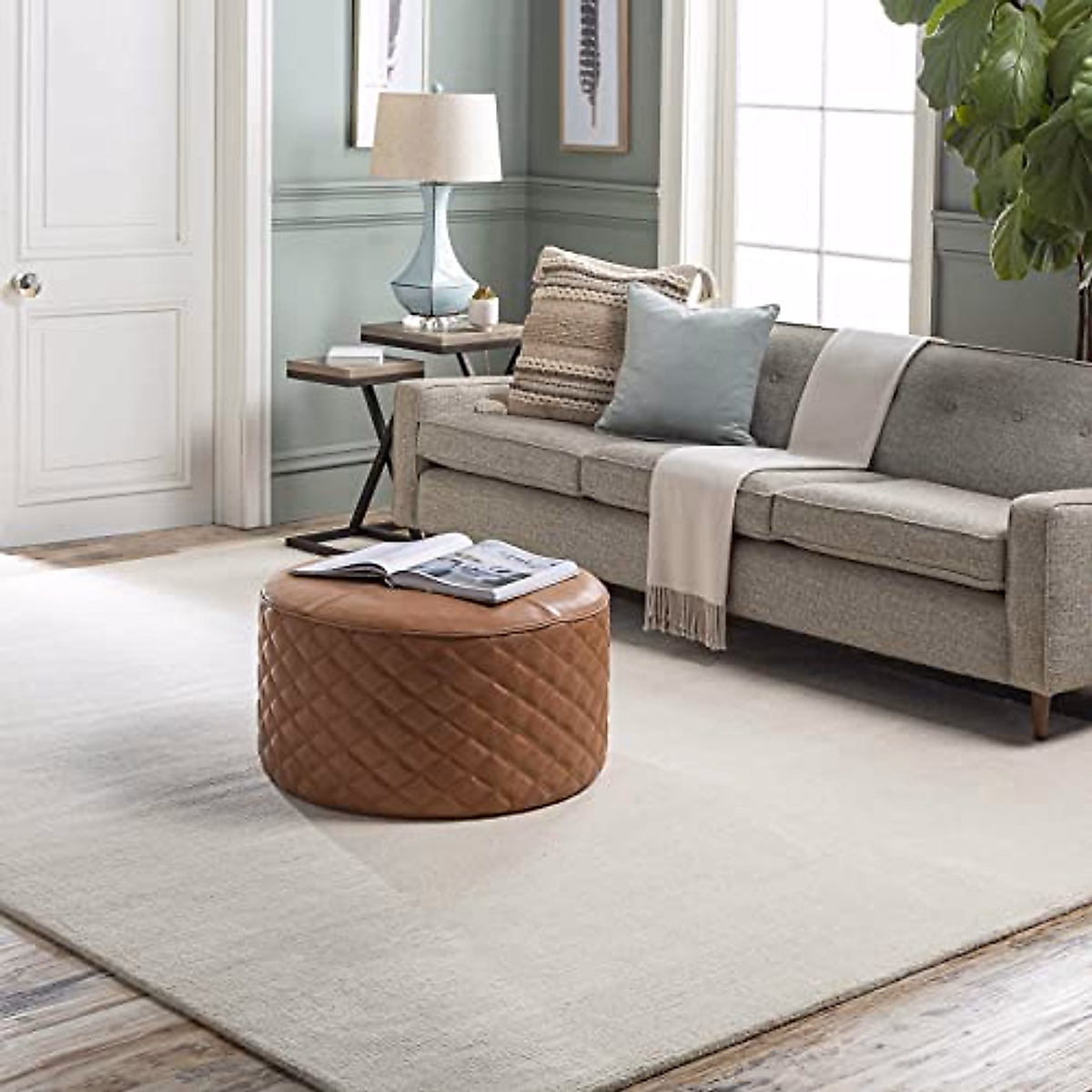Brockton Solid Wool Modern Farmhouse Area Rug - Suitable for Living Room Bedroom -0 Wool - Hand Loomed - Medium Pile - Beige, Cream - 6' x 9'