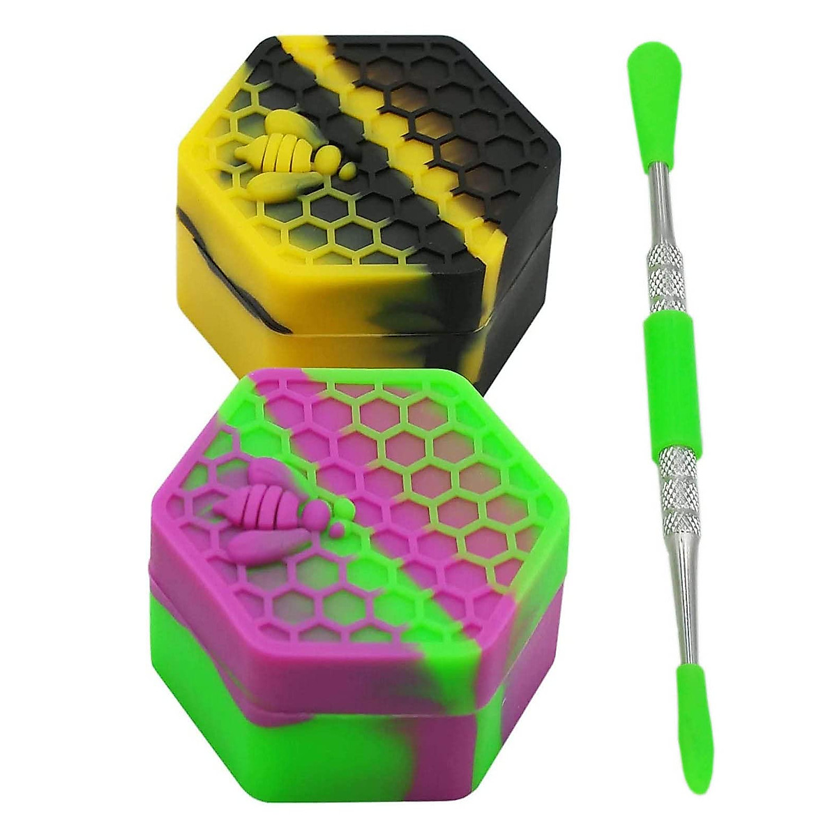 KUVIS 26ml Hexagon Silicone Container Non-stick Jars with Carving Tool