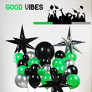Winter Merry Christmas Green and black silver Balloon Garland Arch Kit 121PcS with Star foil Balloons for birthday baby shower 2025 graduation anniversary Decorations