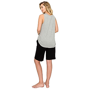 EttelLut - Women's Knee Length Comfy Elastic Bermuda Shorts with Side Pockets - Black Large