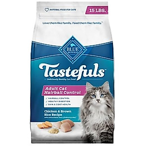 Blue Buffalo Tastefuls Natural Dry Food for Adult Cats, Hairball Control, Chicken & Brown Rice Recipe, 15-lb. Bag