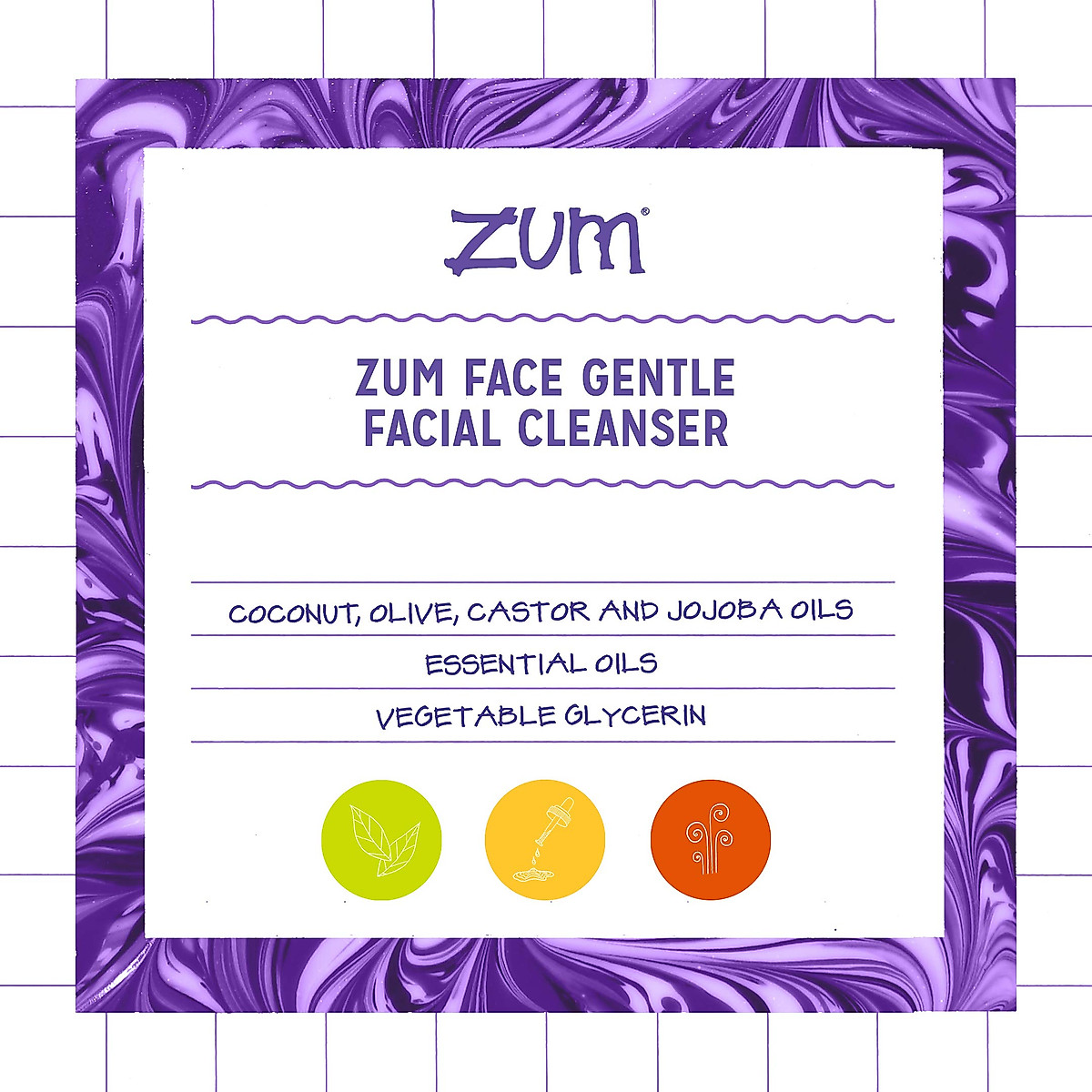 Indigo Wild Zum Face Gentle Facial Cleanser - Natural Skincare Product - Moisturizing Face Care with Coconut Oil, Olive Oil & Jojoba Oil - Lemon & Geranium Scent - 8 fl oz