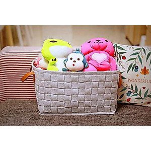 MultiLux Foldable Storage Basket Drawers Nature Handmade Rectangular Felt Fabric Storage Box Containers Felt with Handles for Home Bedroom Towels Clothes Cloest Organizer Large Size Grey