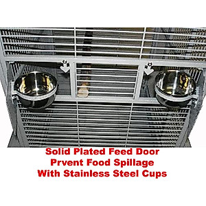 4-Size/2-Color; Extra Large Elegant Durable Play Top Bird Cage Parrot Finch Macaw Cockatoo Bird Wrought Iron Cage (White-Vein)