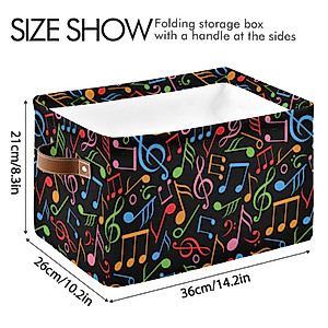 ALAZA Lovely Music Note Foldable Storage Box Storage Basket Organizer Bins with Handles for Shelf Closet Living Room Bedroom Home Office 1 Pack