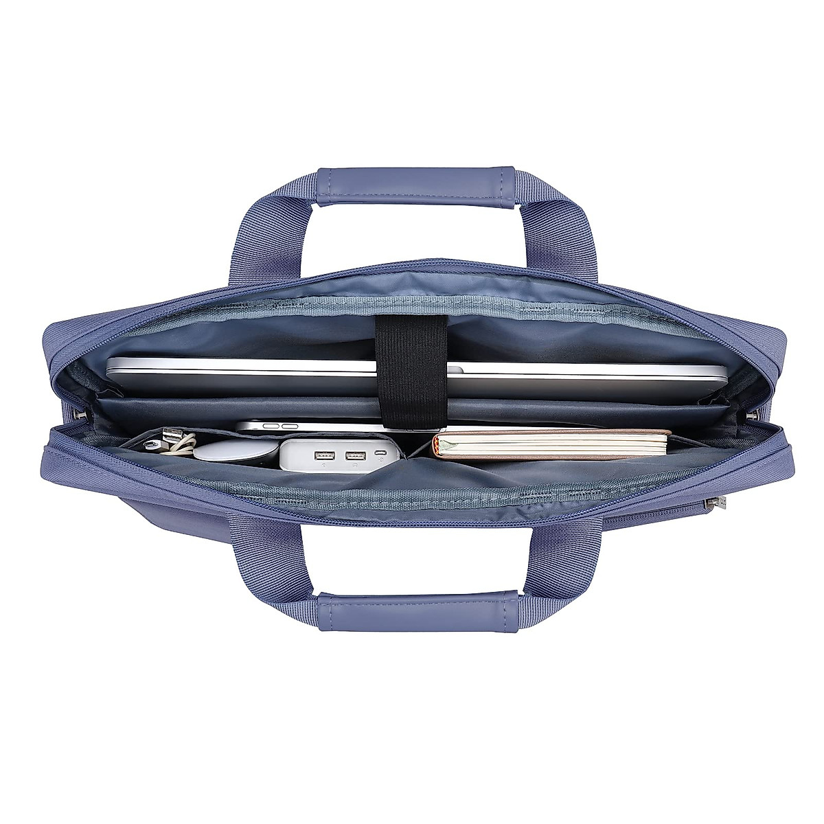 MOSISO Laptop Shoulder Bag Compatible with MacBook Air 15 M3 M2 2024 2023/Pro 16 inch M4 M3 M2 M1,15-15.6 inch Notebook with 2 Raised&1 Flapover&1 Horizontal Pocket&Handle&Belt, Lavender Gray