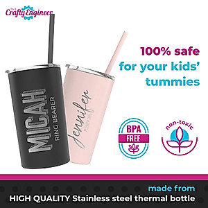 The Crafty Engineer Personalized Flower Girl and Ring Bearer Tumbler with Straw (Seafoam)