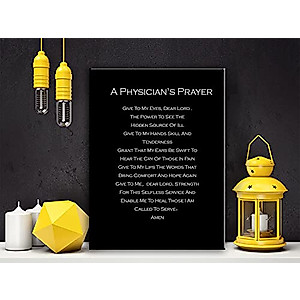 Doctor Physicians Gifts for Women Men, A Physician's Prayer Poster Canvas Wall Art Painting Ready to Hang for Home Office Decor - Doctor Christian Gifts Graduation Gifts - Easel & Hanging Hook 11.5x15 Inch