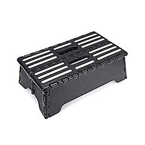 5 inch Portable Folding Step Stool(Black),Opens Easy in Indoor and Outdoor Universal,Durable Plastic Material Supports 300 lbs,Folding Ladder Storage for Kitchen,Toilet,Bathroom, Bedroom,Camping ect