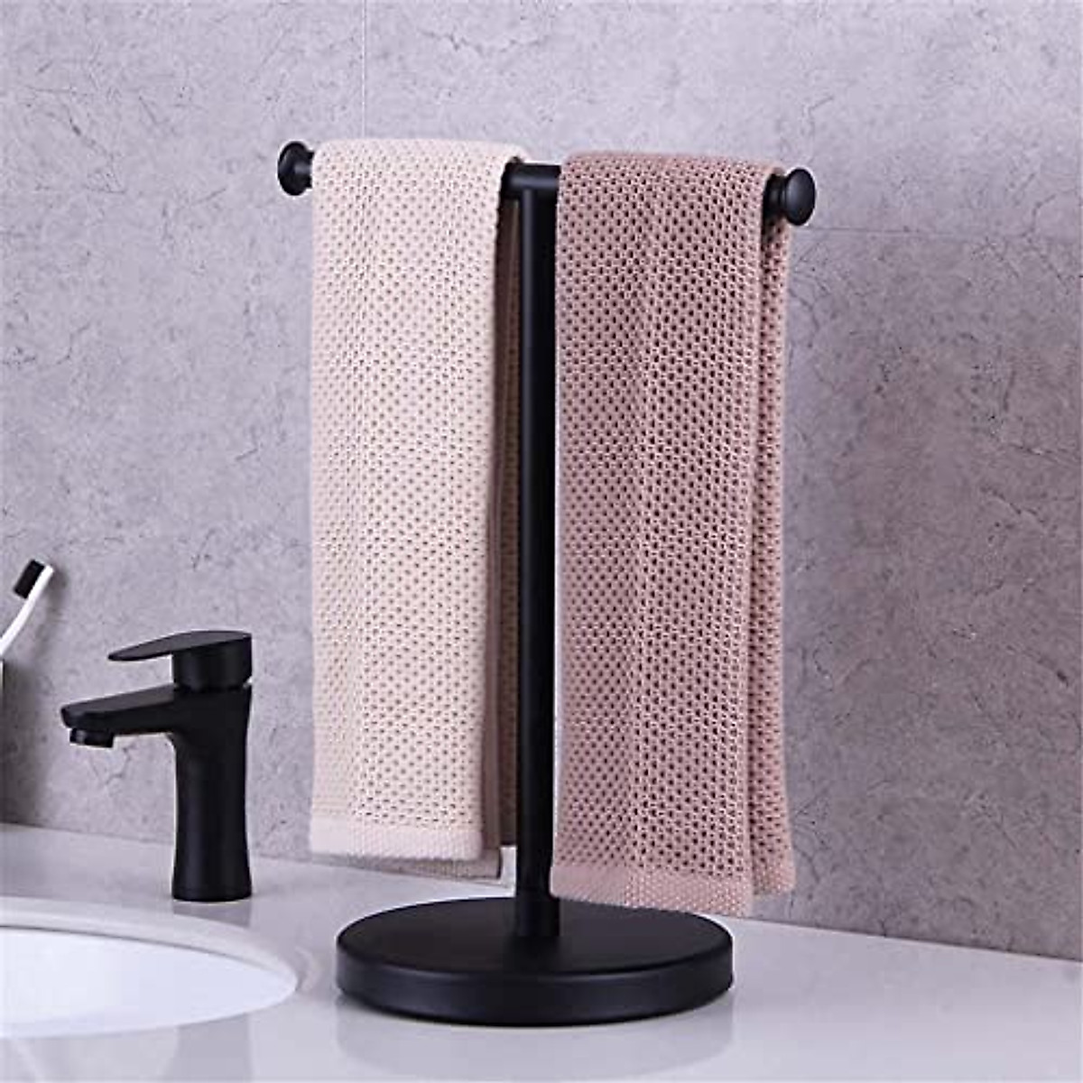 MFCHY Movable Free-Standing Hand Towel Holder Standing Tree Rack 304 Bath Towel Stand Bathroom Towel Hanger Vanities Countertop (Color : White-Fruit peach5, Size : 1)